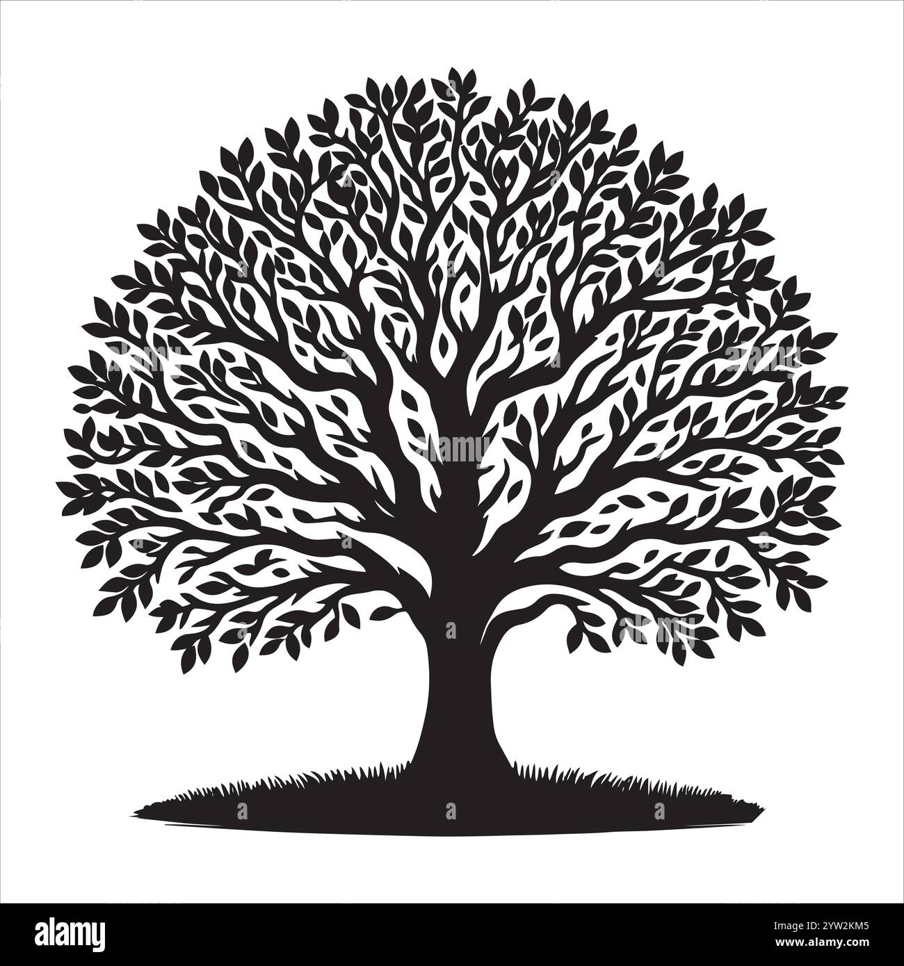 Beautiful Tree Silhouette Landscape Artwork Stock Vector Image & Art ...