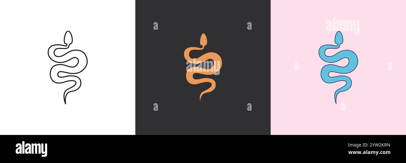 Snake vector icon set. Black and colorful logo template Stock Vector ...