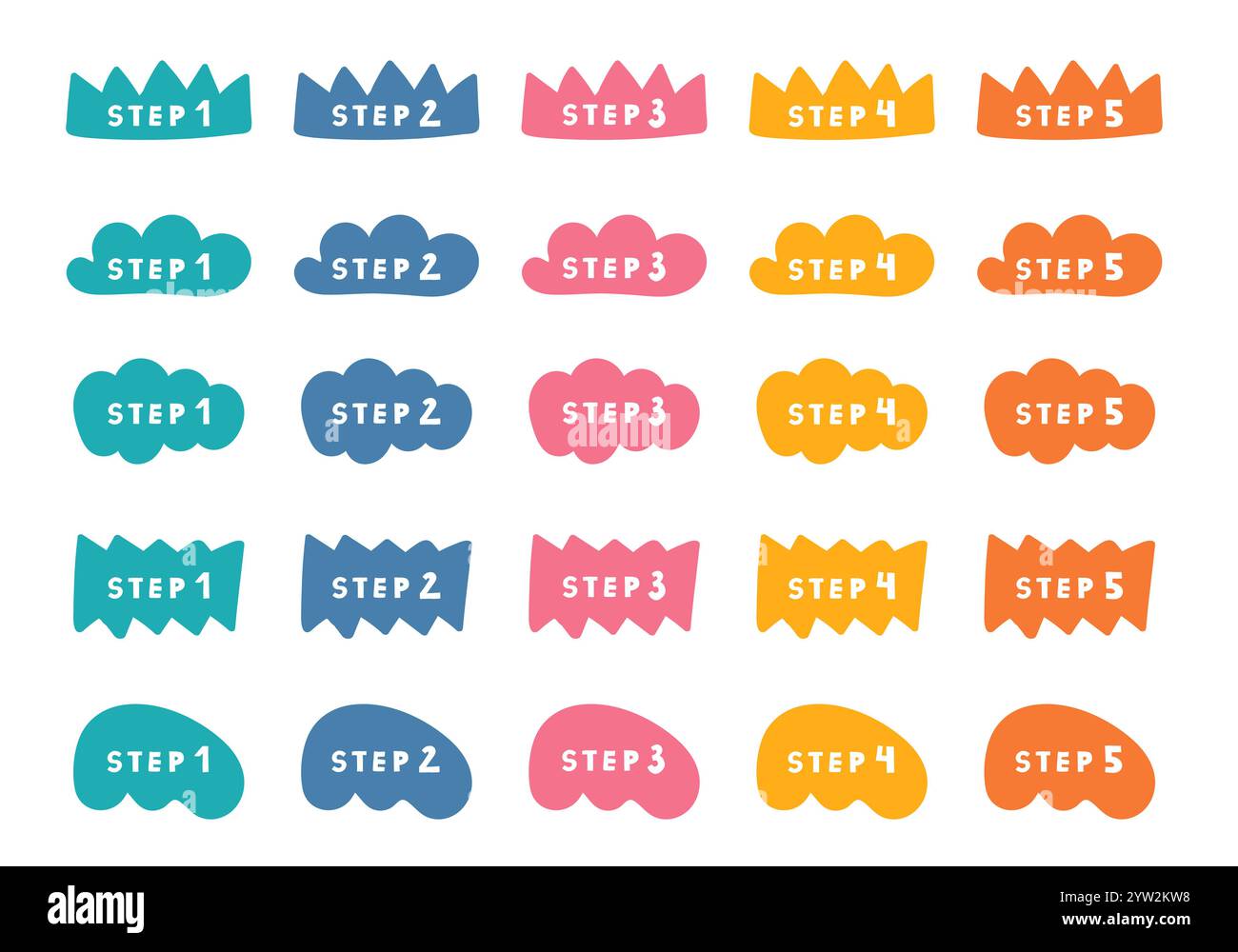 1 to 5 colorful doodle step heading set Stock Vector Image & Art - Alamy