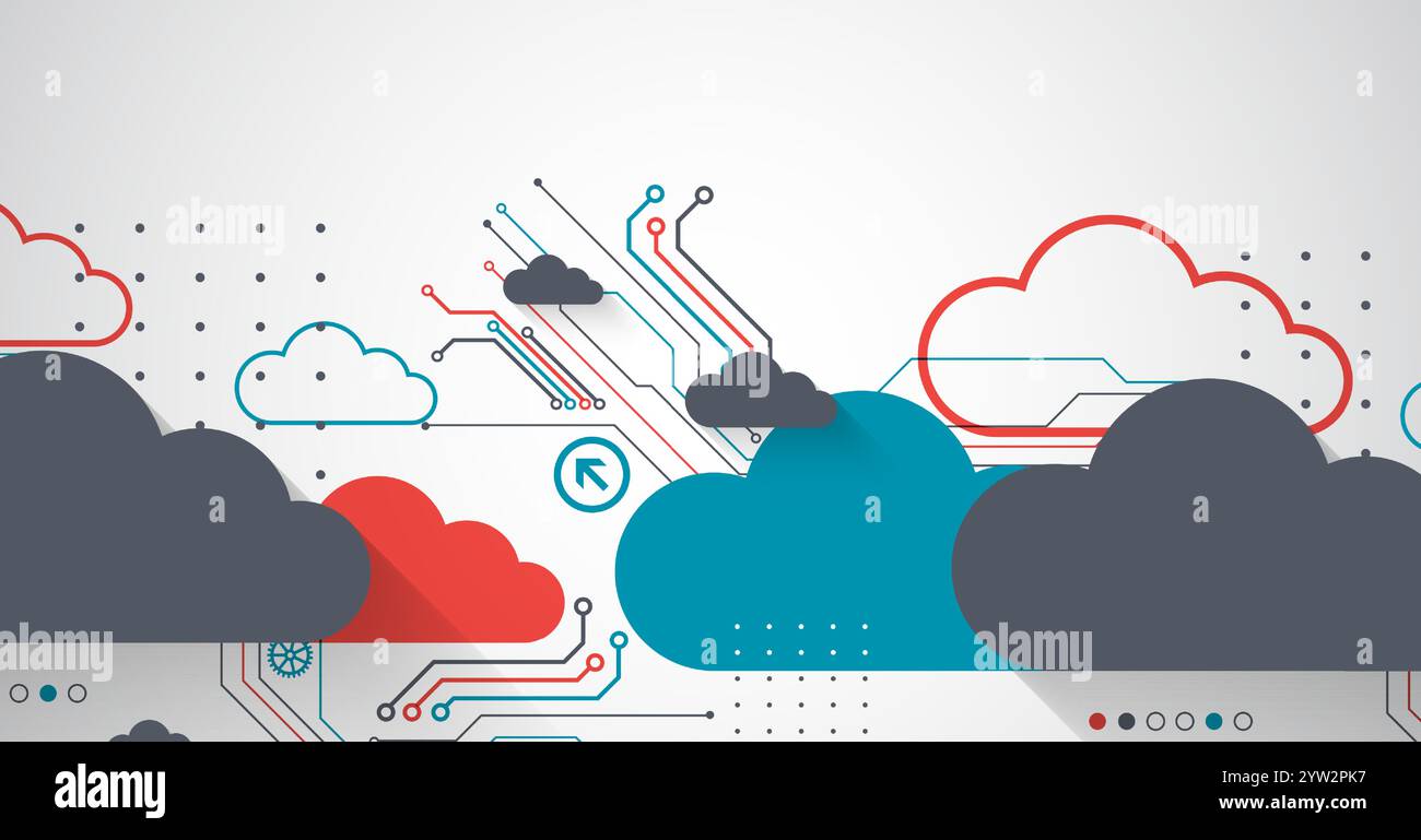 Cloud storage technology. Integrated digital web concept background. Vector Stock Vector Image ...