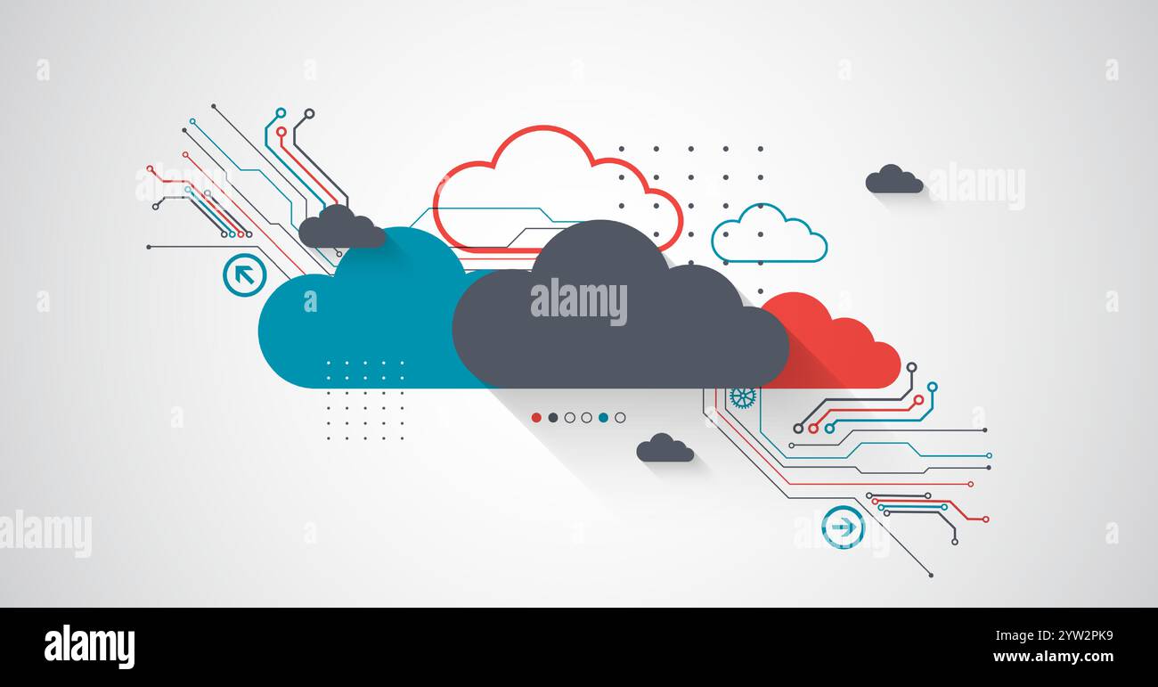 Cloud storage technology. Integrated digital web concept background. Vector Stock Vector Image ...