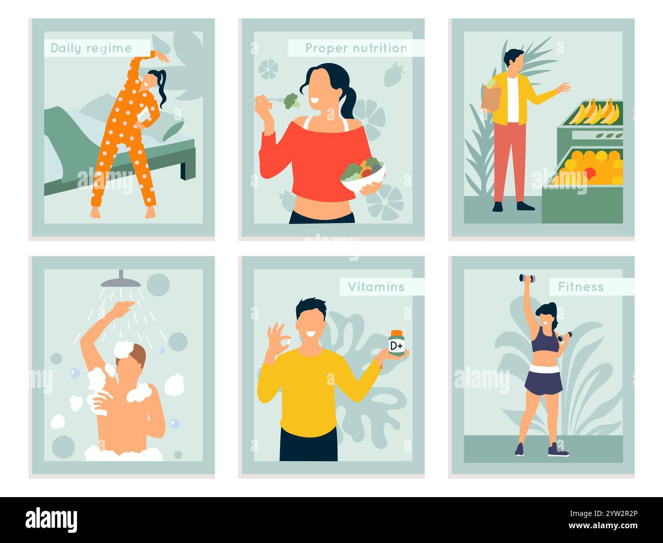 Be healthy motivational cards. Daily morning exercises, proper ...