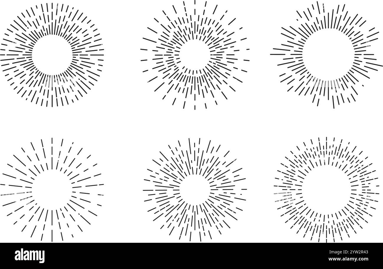 Vintage sunburst. Vector sunburst line icons set Stock Vector Image ...