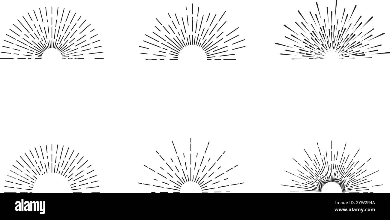 Vintage sunburst. Vector sunburst line icons set Stock Vector Image ...