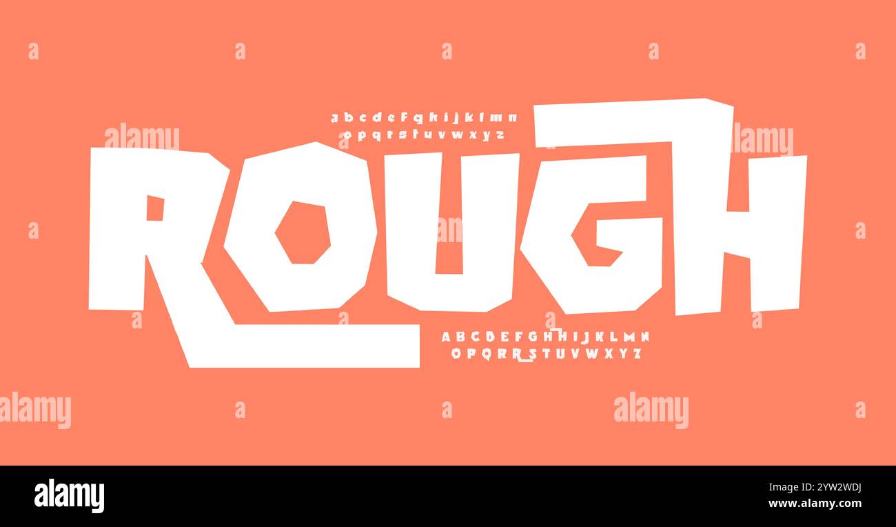 Bold rough sans serif alphabet, uneven handcrafted letters, rugged urban font for unique ...