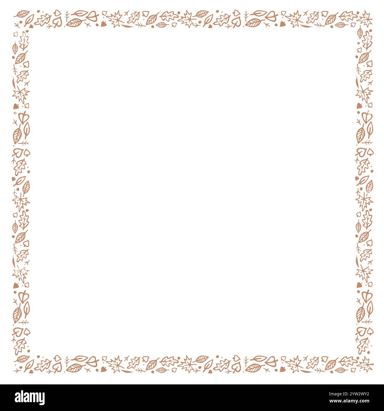 Simple hand drawn isolated frame from doodle autumn leaves. Fall border ...