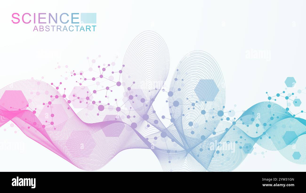 Abstract technology connect background lines and dots with hexagons ...