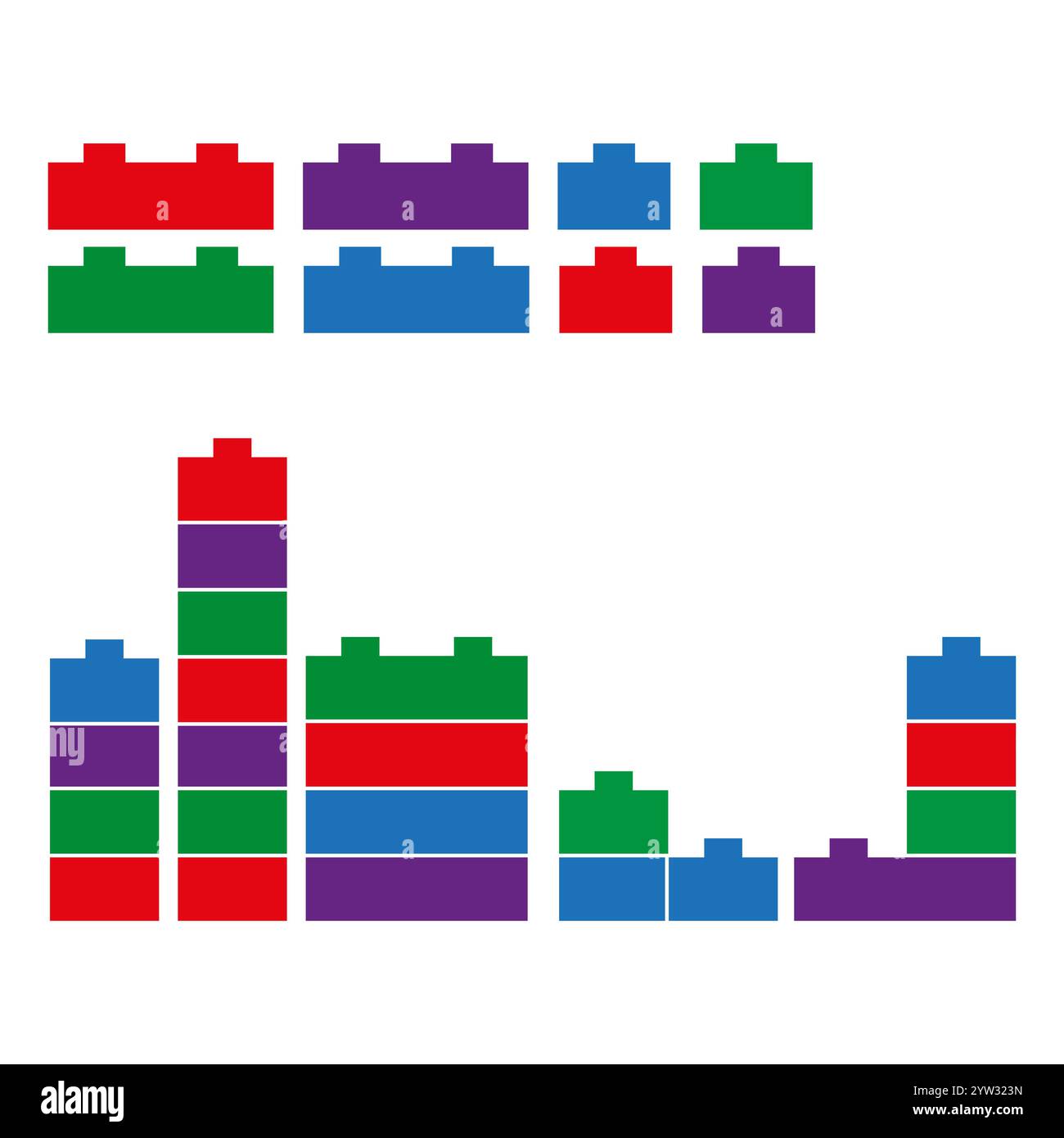 Colorful block shapes. Stacked building elements. Abstract toy blocks ...
