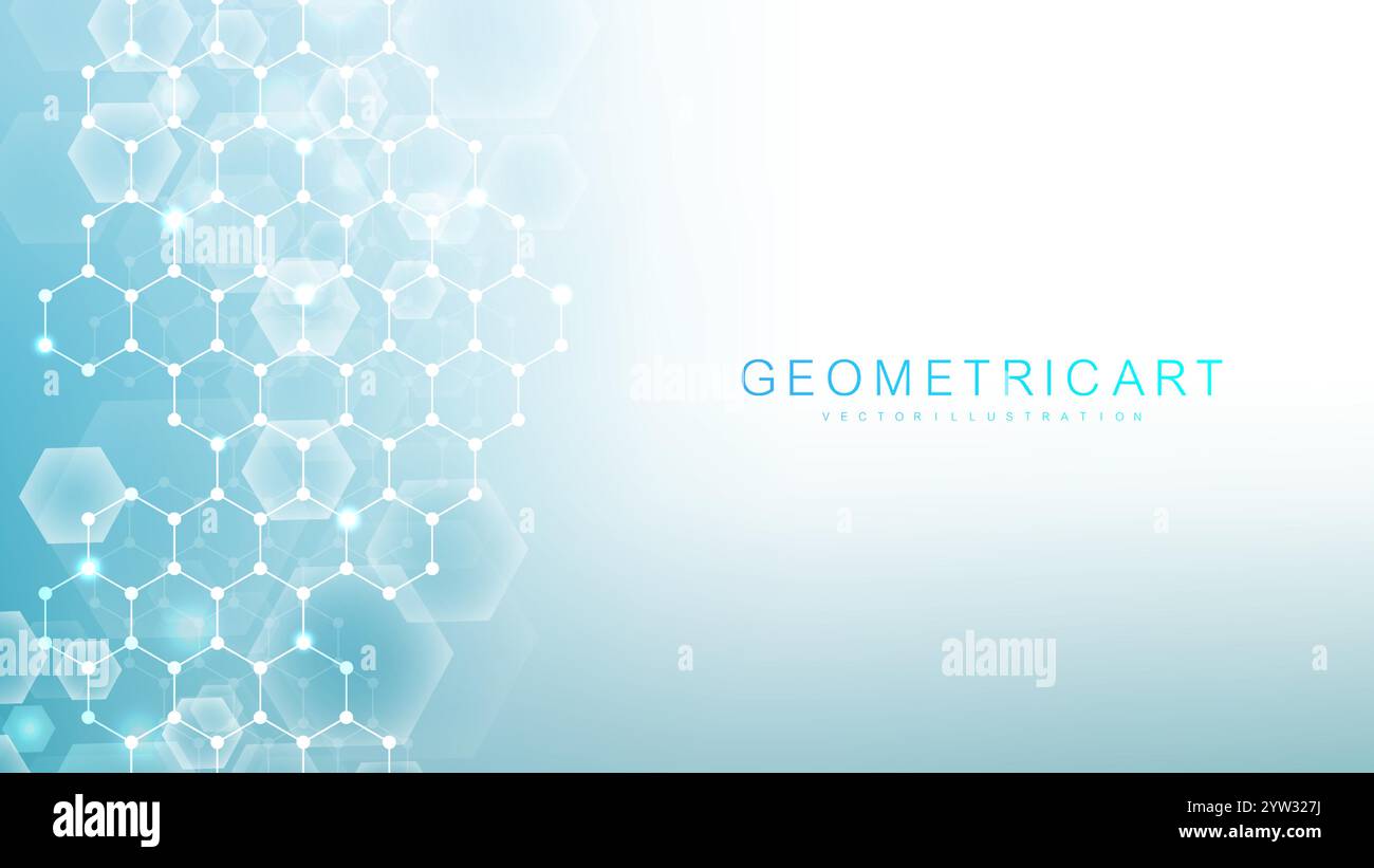 Modern health care abstract background with lines, dots and hexagons ...