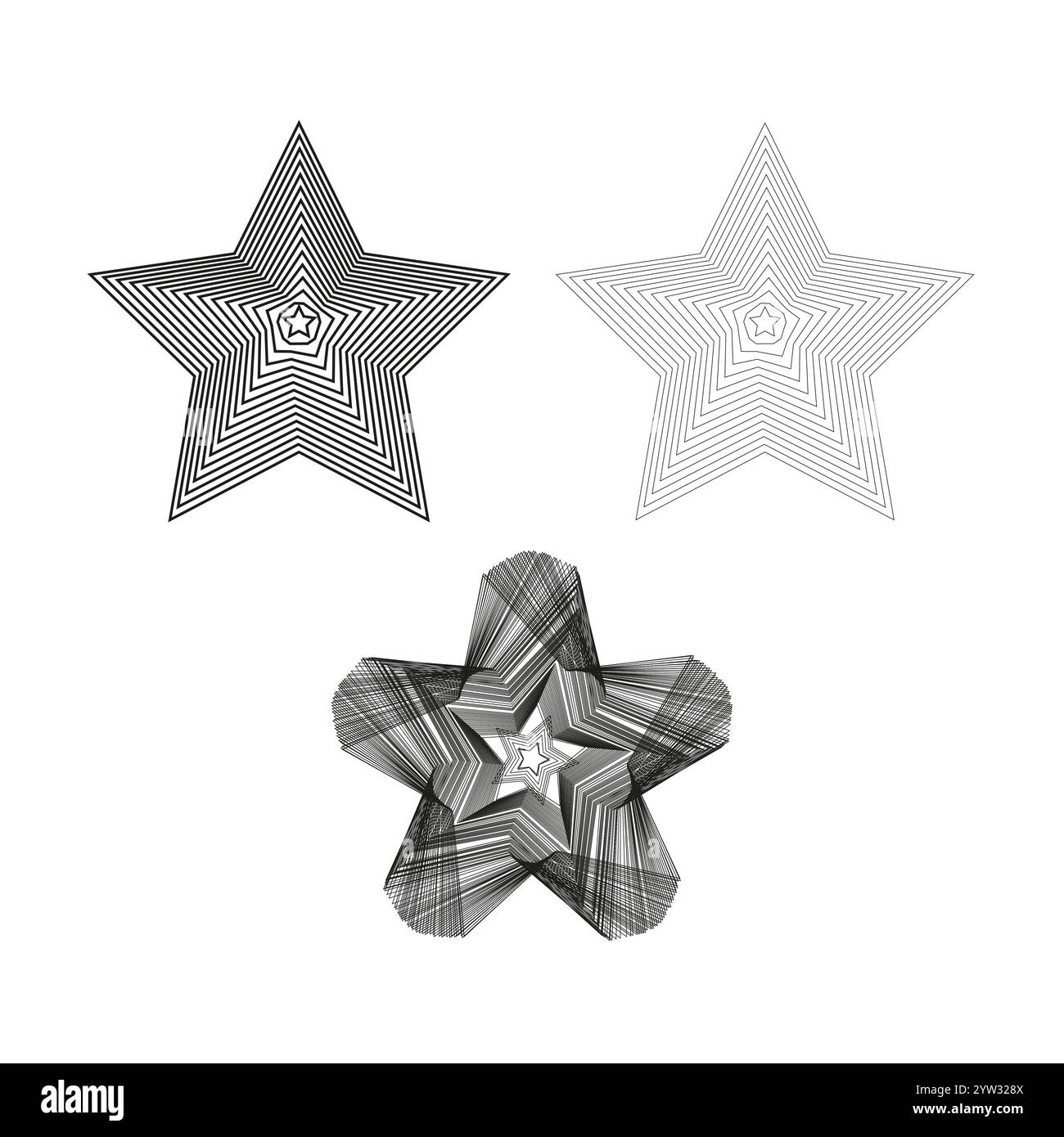Geometric star vector. Layered star lines. Abstract star shape. Outlined star design Stock ...