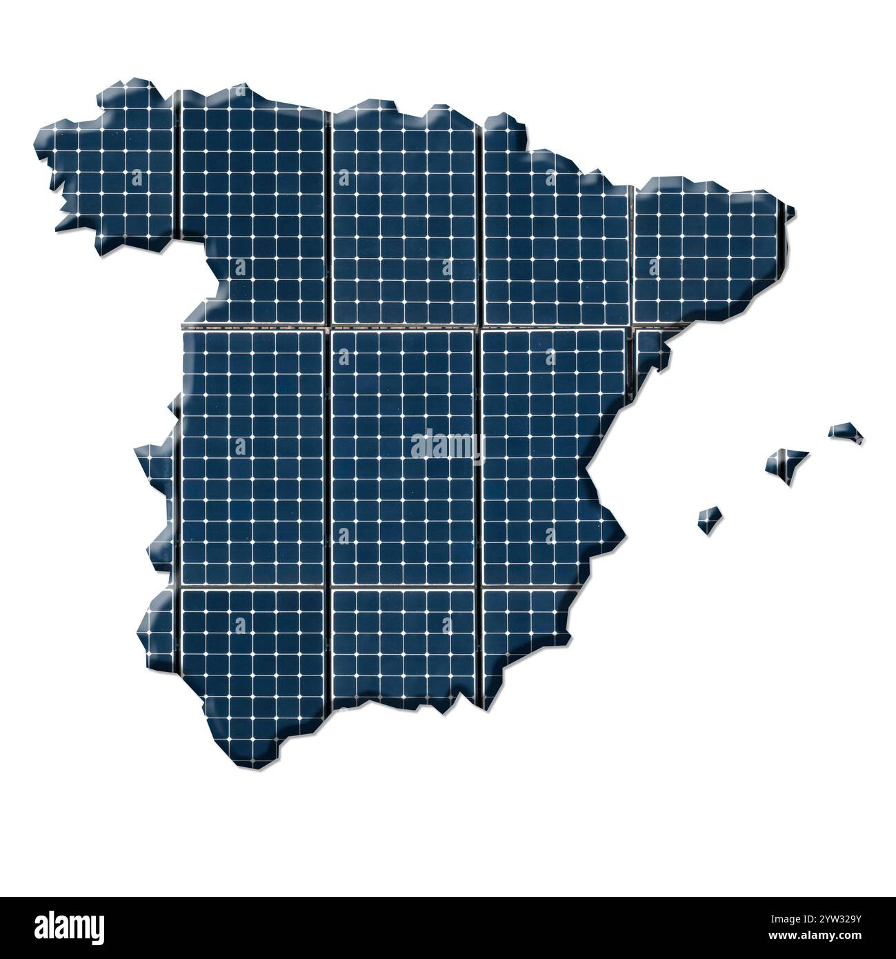 Solar energy photovoltaic panels in the shape of a map of Spain Stock ...