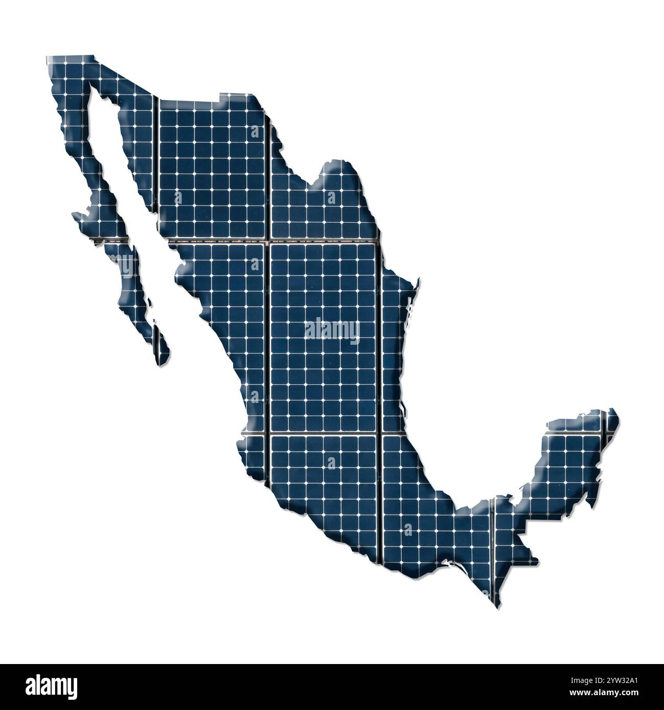 Solar energy photovoltaic panels in the shape of a map of Mexico Stock ...