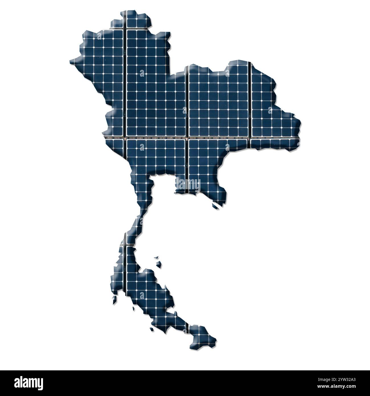 Solar energy photovoltaic panels in the shape of a map of Thailand ...