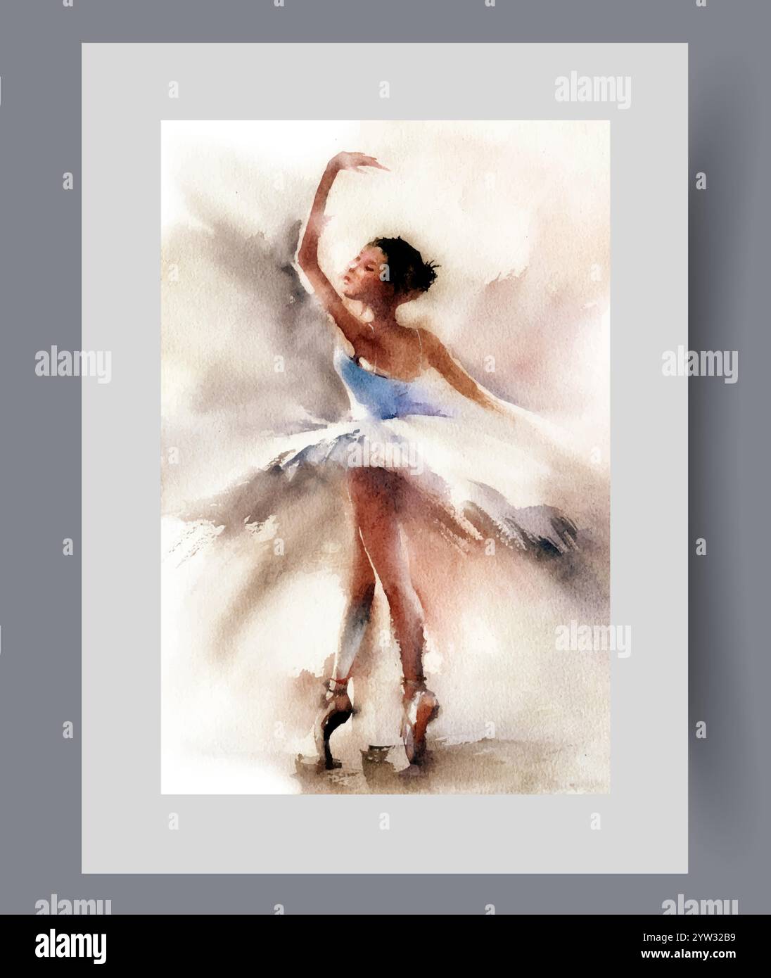 Elegant ballerina dances in beautiful dress and stands on tiptoes on ...