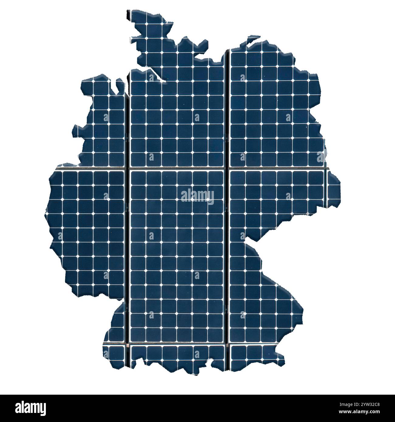 Solar energy photovoltaic panels in the shape of a map of Germany ...