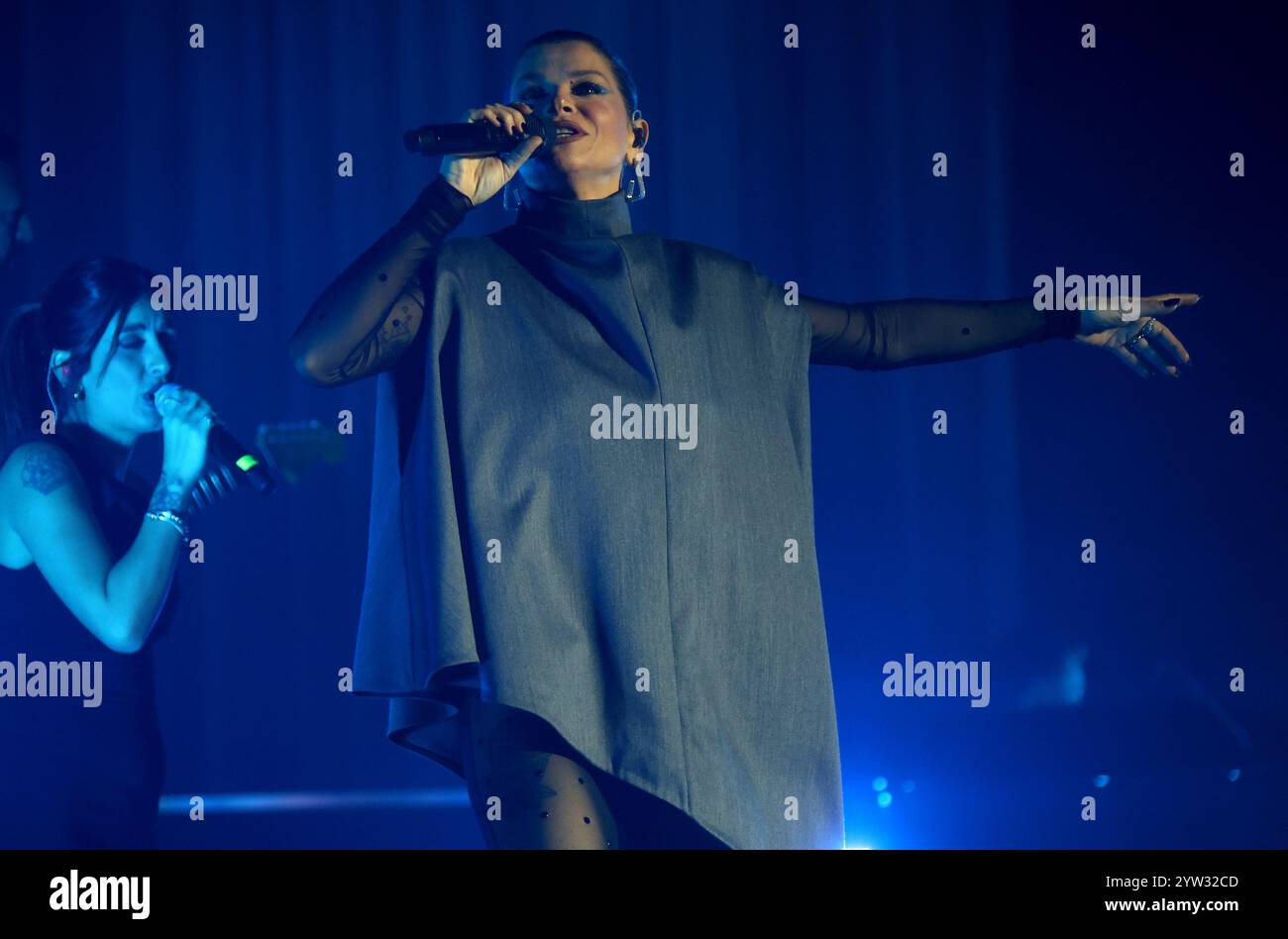 Italian singer Alessandra Amoroso on stage at Unipol Arena during her ...