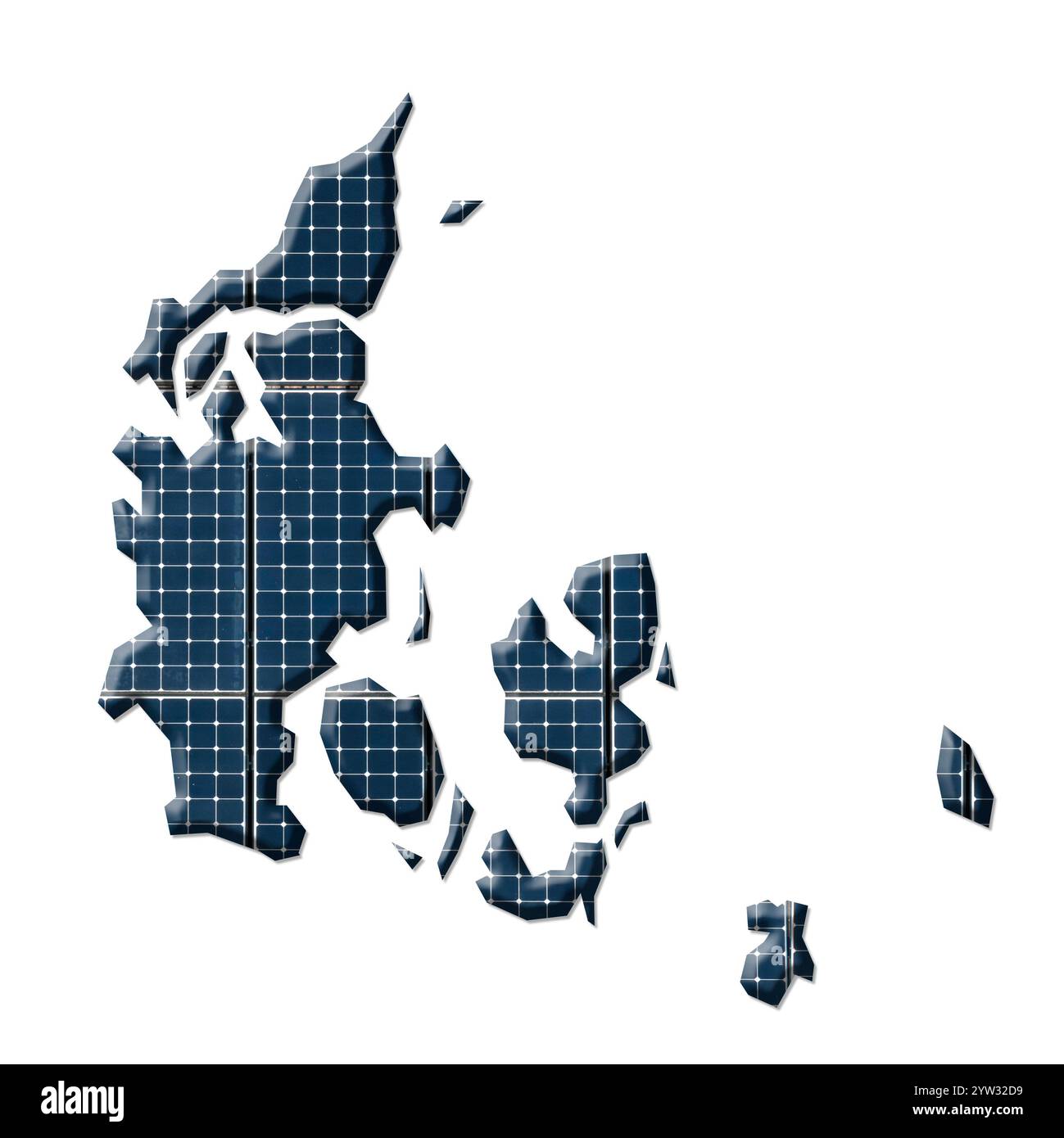 Solar energy photovoltaic panels in the shape of a map of Denmark Stock ...