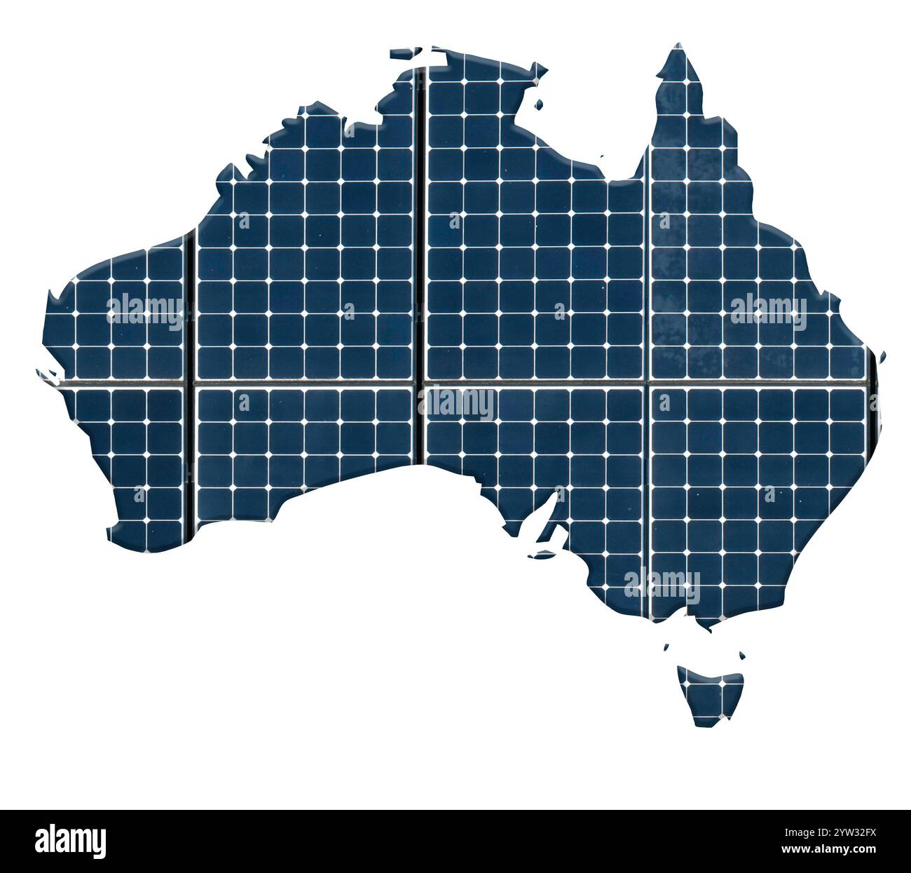Solar energy photovoltaic panels in the shape of a map of Australia ...
