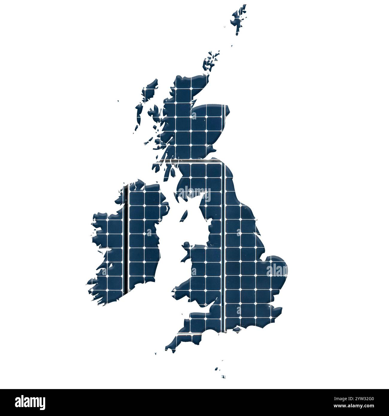 Solar energy photovoltaic panels in the shape of a map of The British ...