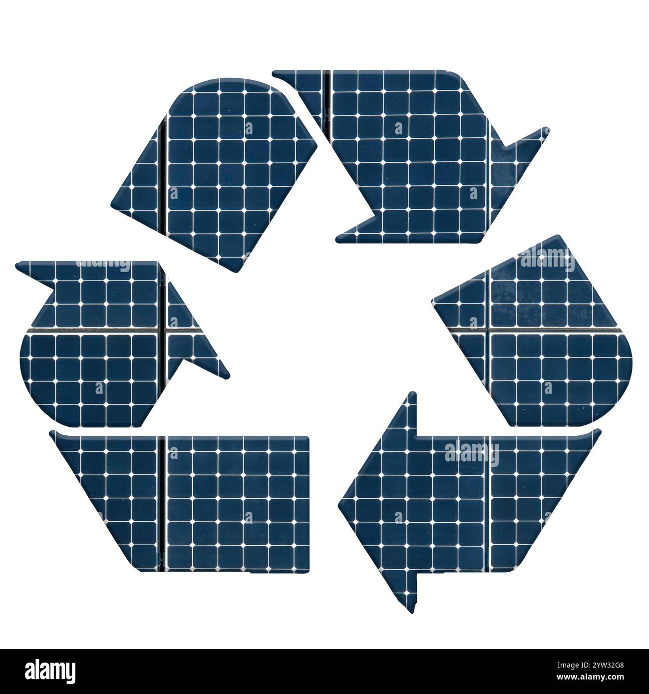 Solar energy photovoltaic panels in the shape of a recycling symbol ...