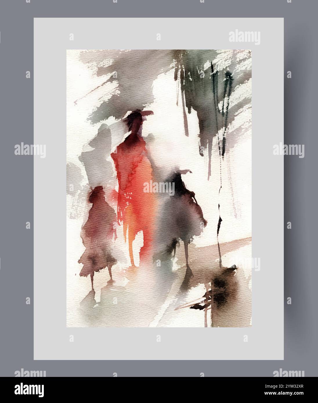 Pedestrians walk through city at night holding hands on poster ...