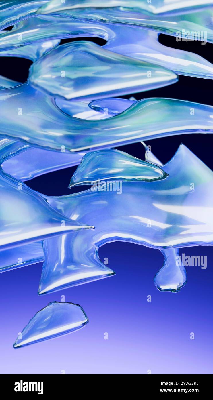 Abstract blue and white liquid layers with a smooth, glossy surface ...