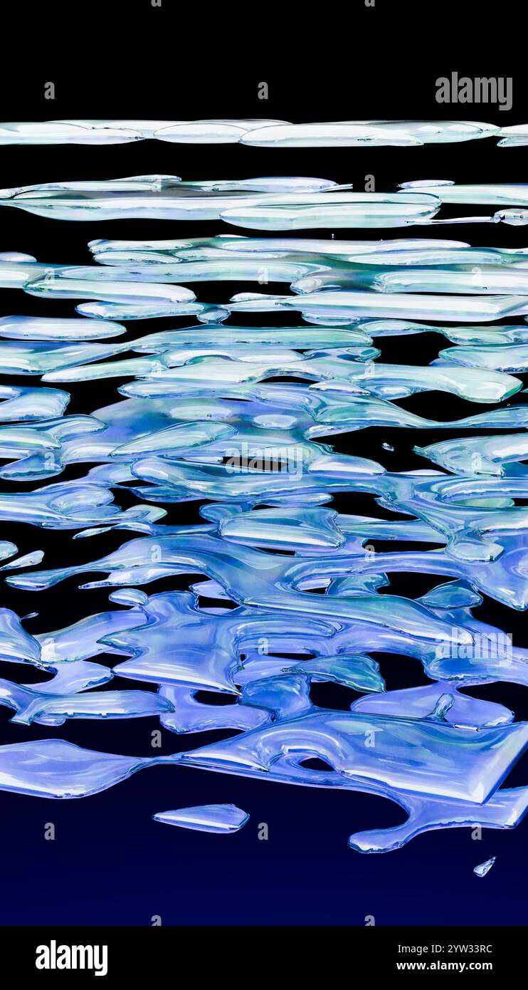 Abstract blue and white liquid layers with a smooth, glossy surface ...