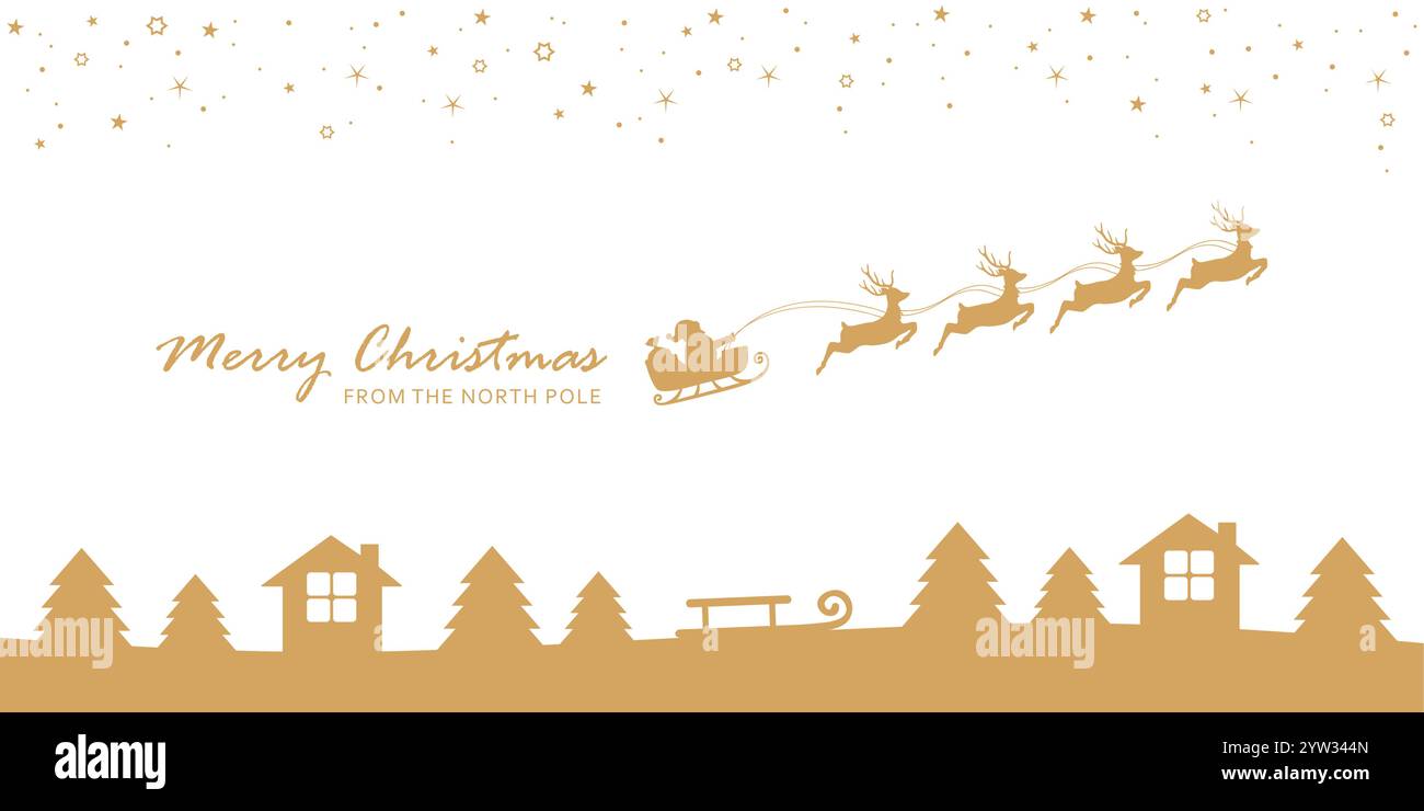 christmas banner santa claus in a sleigh with reindeer vector ...