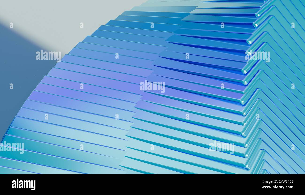 Color gradient fins in a patterned array create an abstract ...