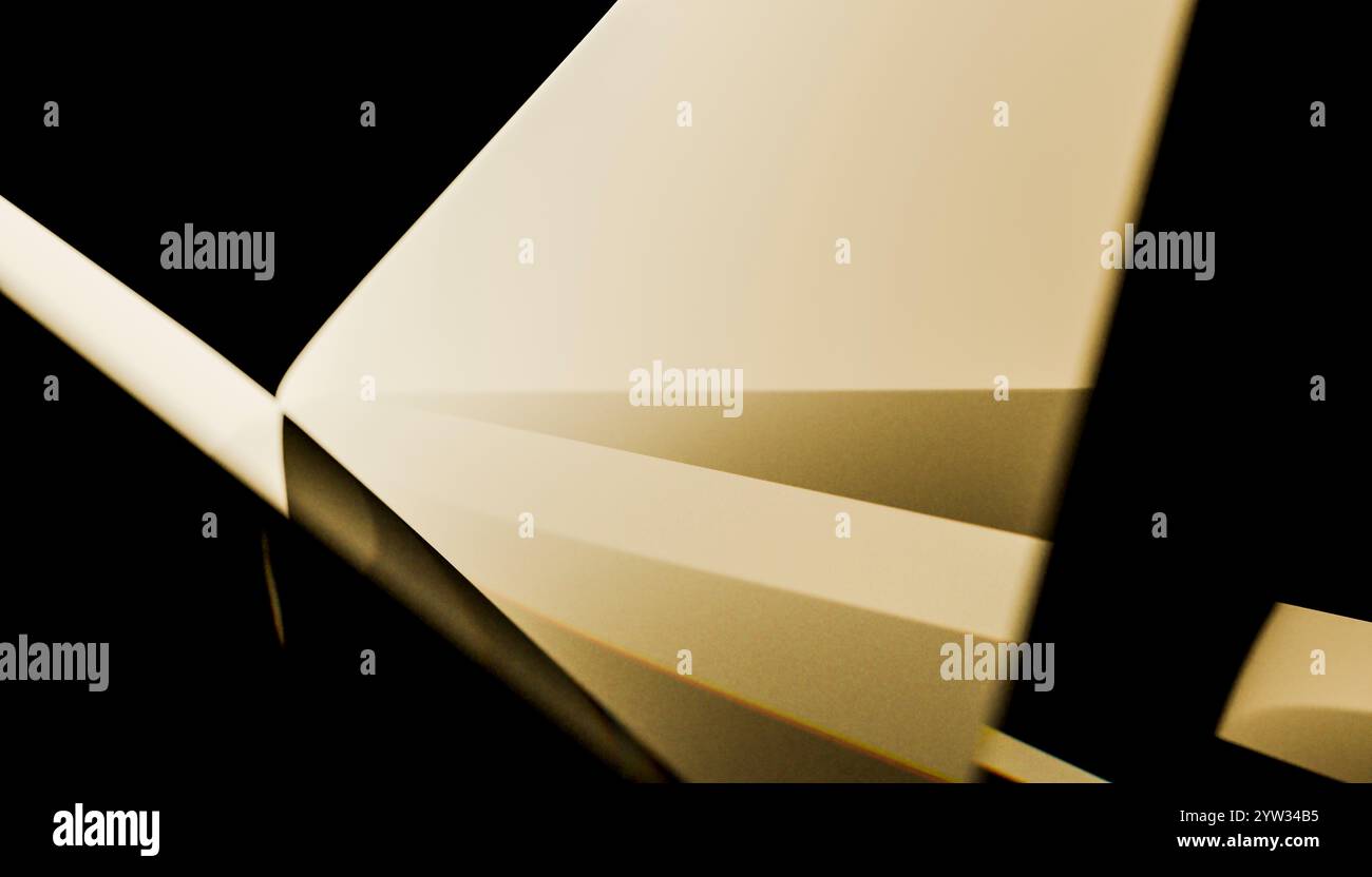 Abstract geometric pattern of white panels against a black background ...