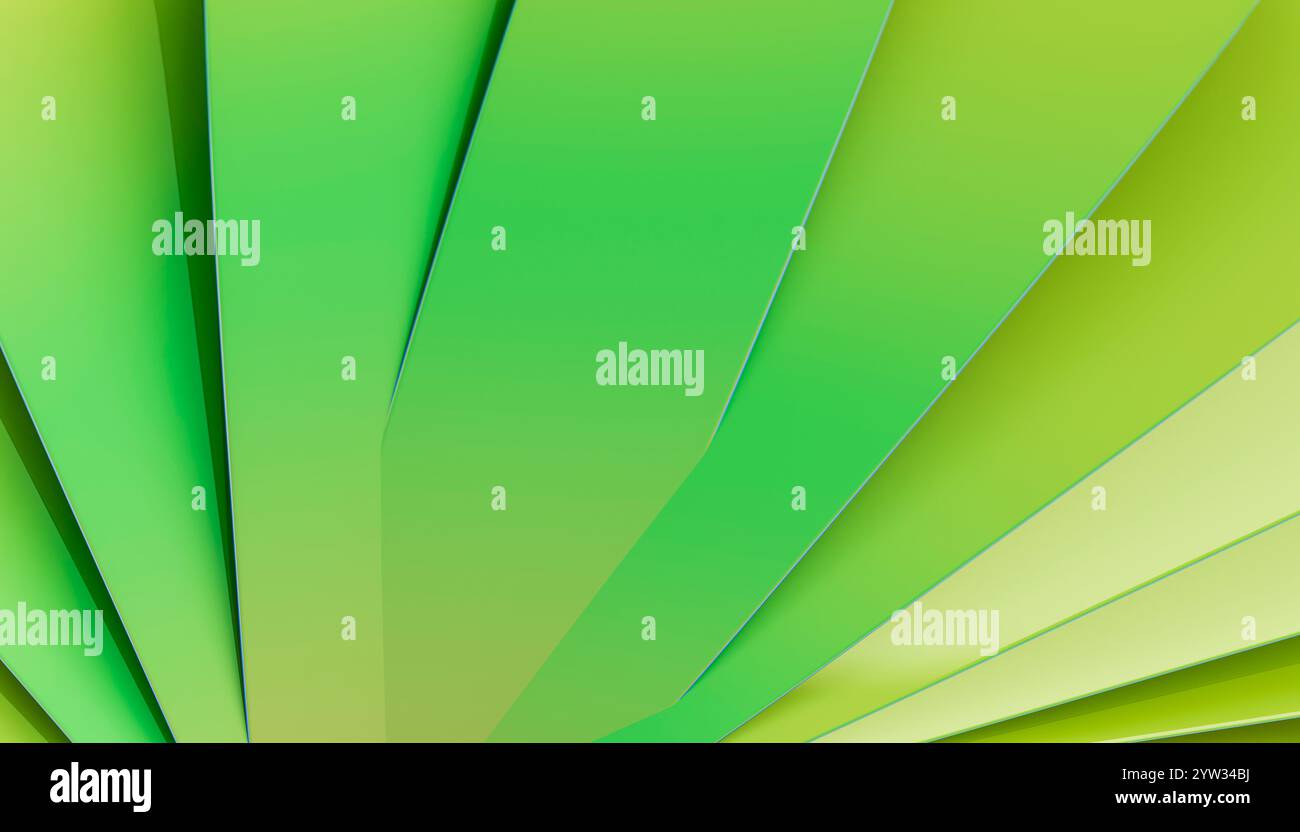 A series of bright green overlapping layers forming an abstract fan ...
