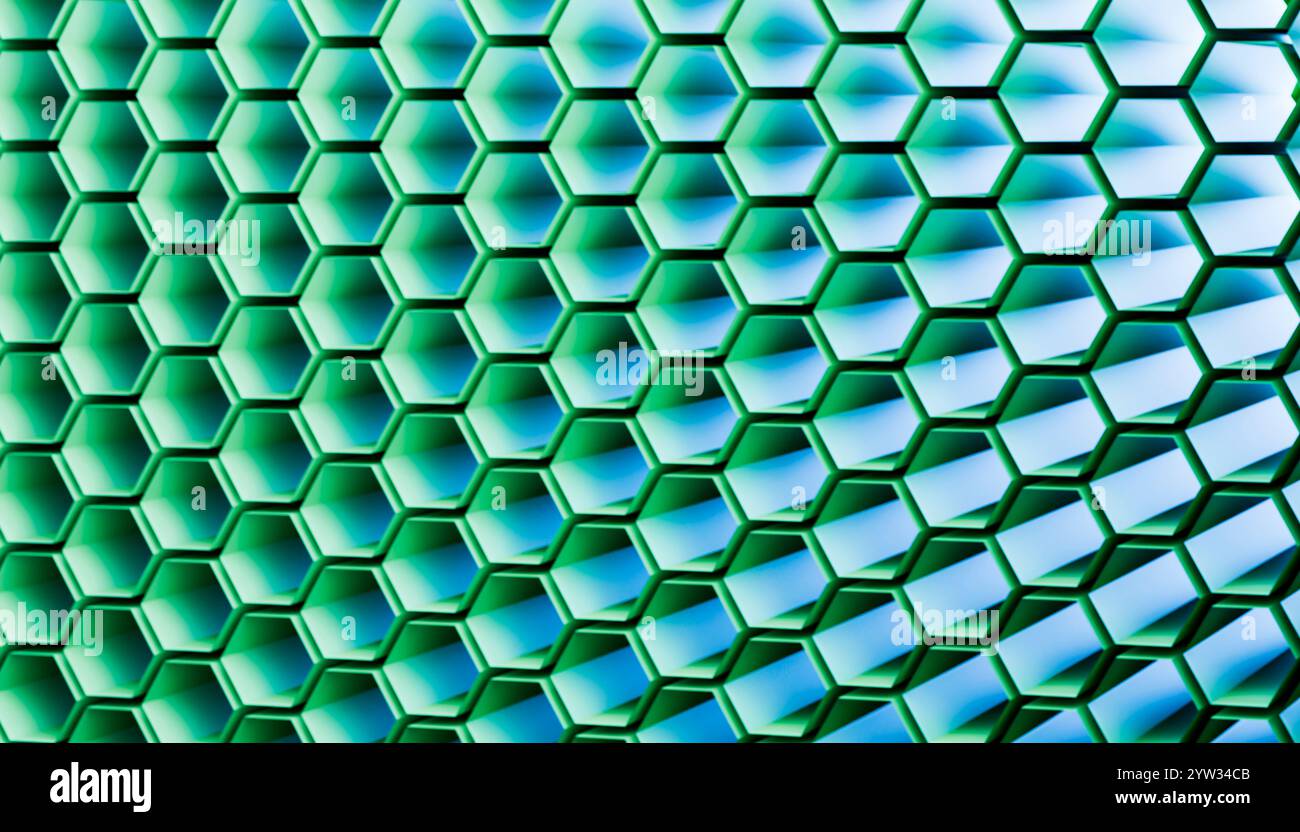 Hexagonal mesh pattern with a turquoise and blue gradient background ...
