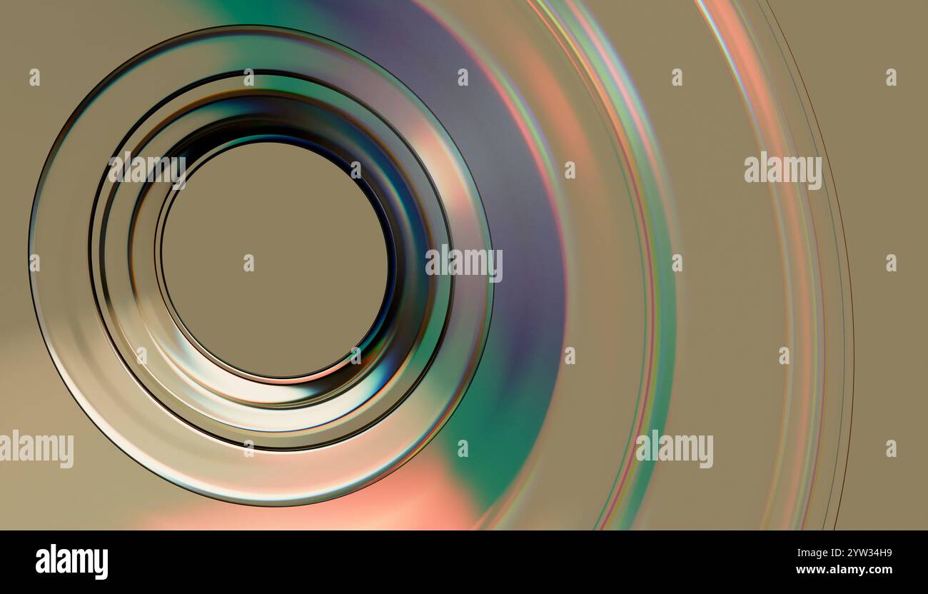 Abstract Concentric Circles With A Gradient Of Multiple Colors Against A Beige Background