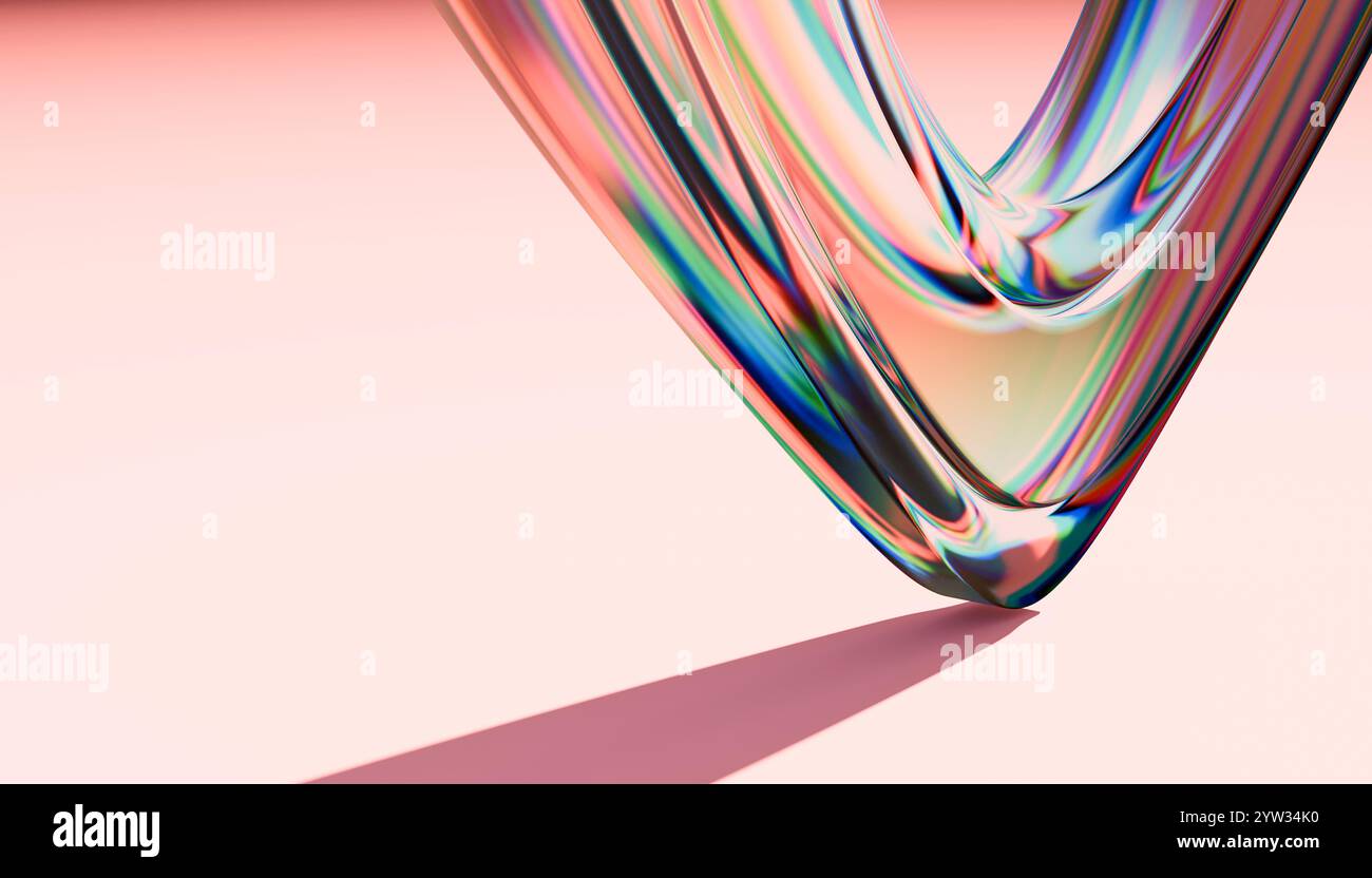 Abstract liquid shapes with a metallic effect on a pink gradient ...
