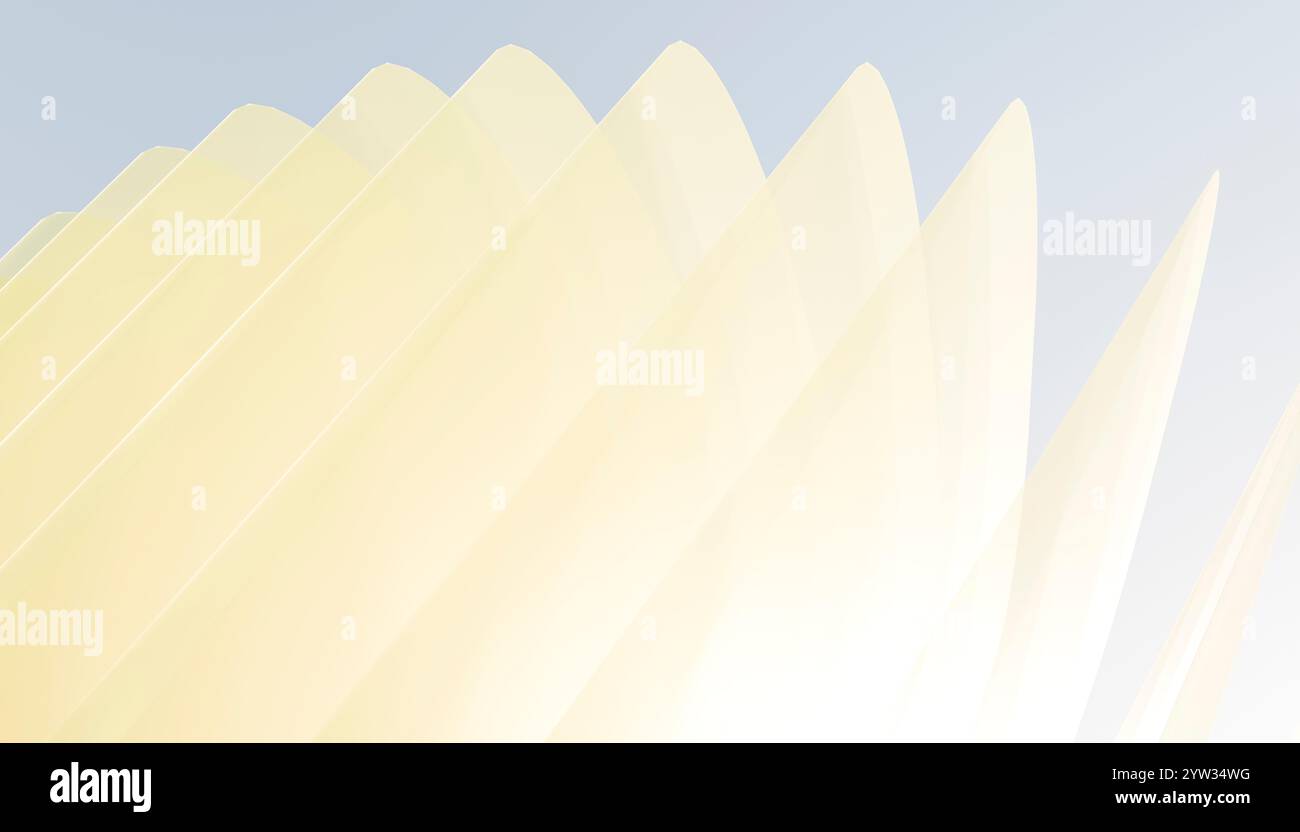 Symmetrical light beams radiating from a central point in a soft yellow ...