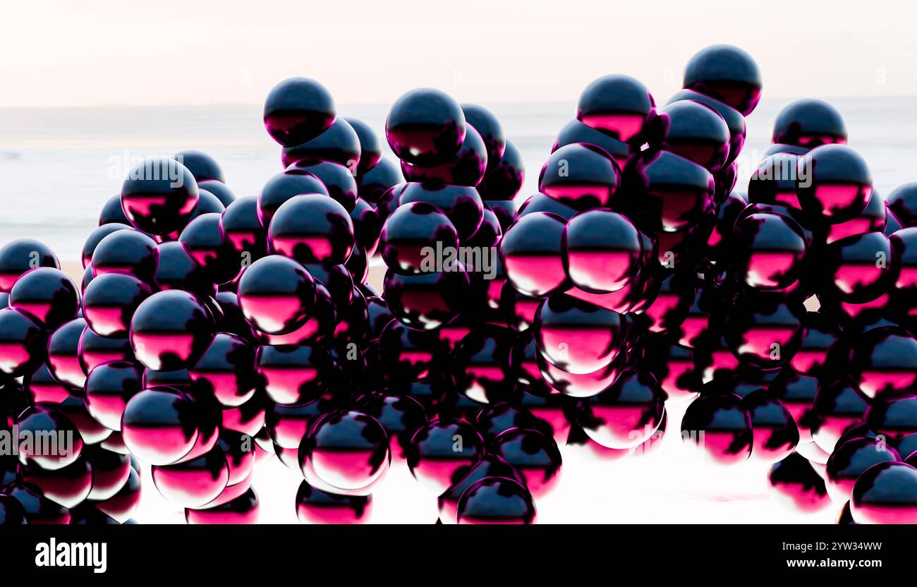 Abstract spheres art installation on a beach at dawn Stock Photo - Alamy