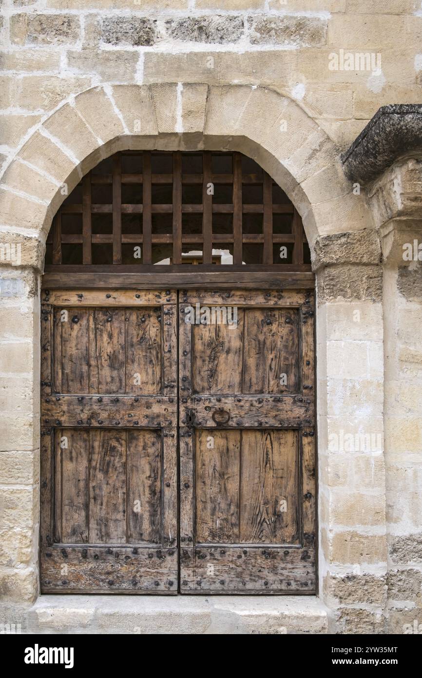 Old wooden gate, old town centre, Matera, Basilicata, southern Italy ...
