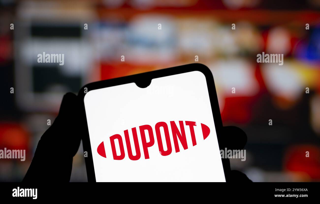 Dupont logo is displayed on smartphone. DuPont is an American ...