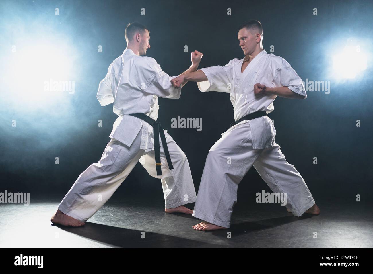 Strong fighter practicing kicks in hi-res stock photography and images ...