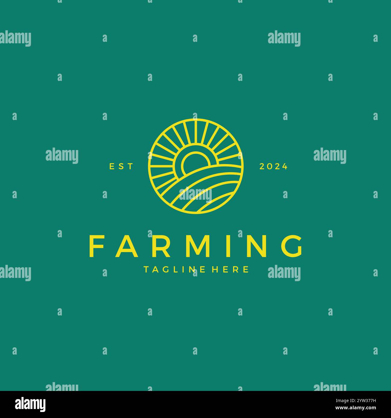 Green Nature Farm Logo Design Template. Sunrise icon vector ...