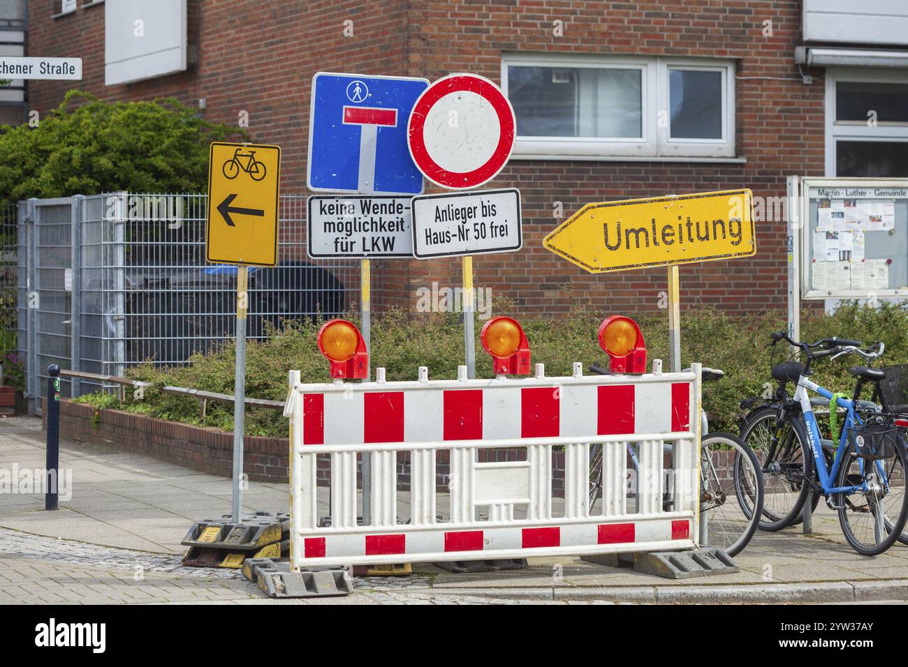 Traffic signs Barrier, Road closure, No entry, Residents free, Forest ...