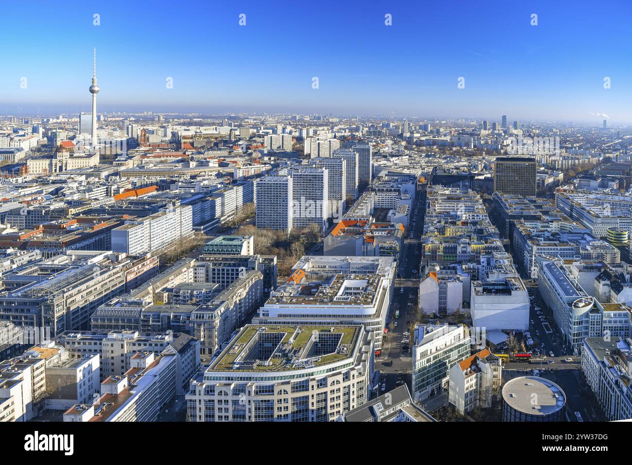 Aerial view, television tower, Leipziger Strasse, Axel Springer tower ...