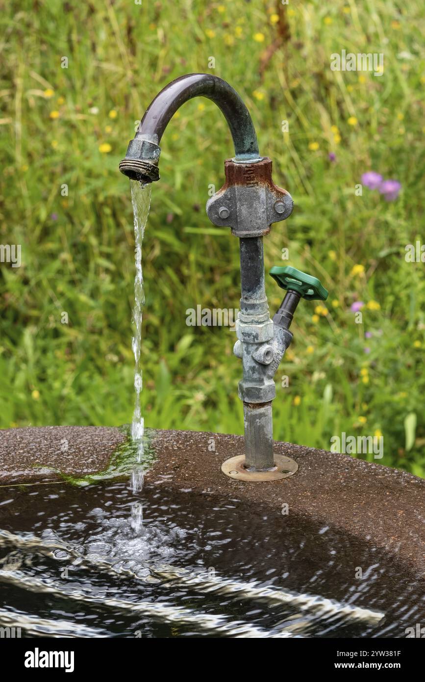 Fountain with outdoor water crane Stock Photo - Alamy