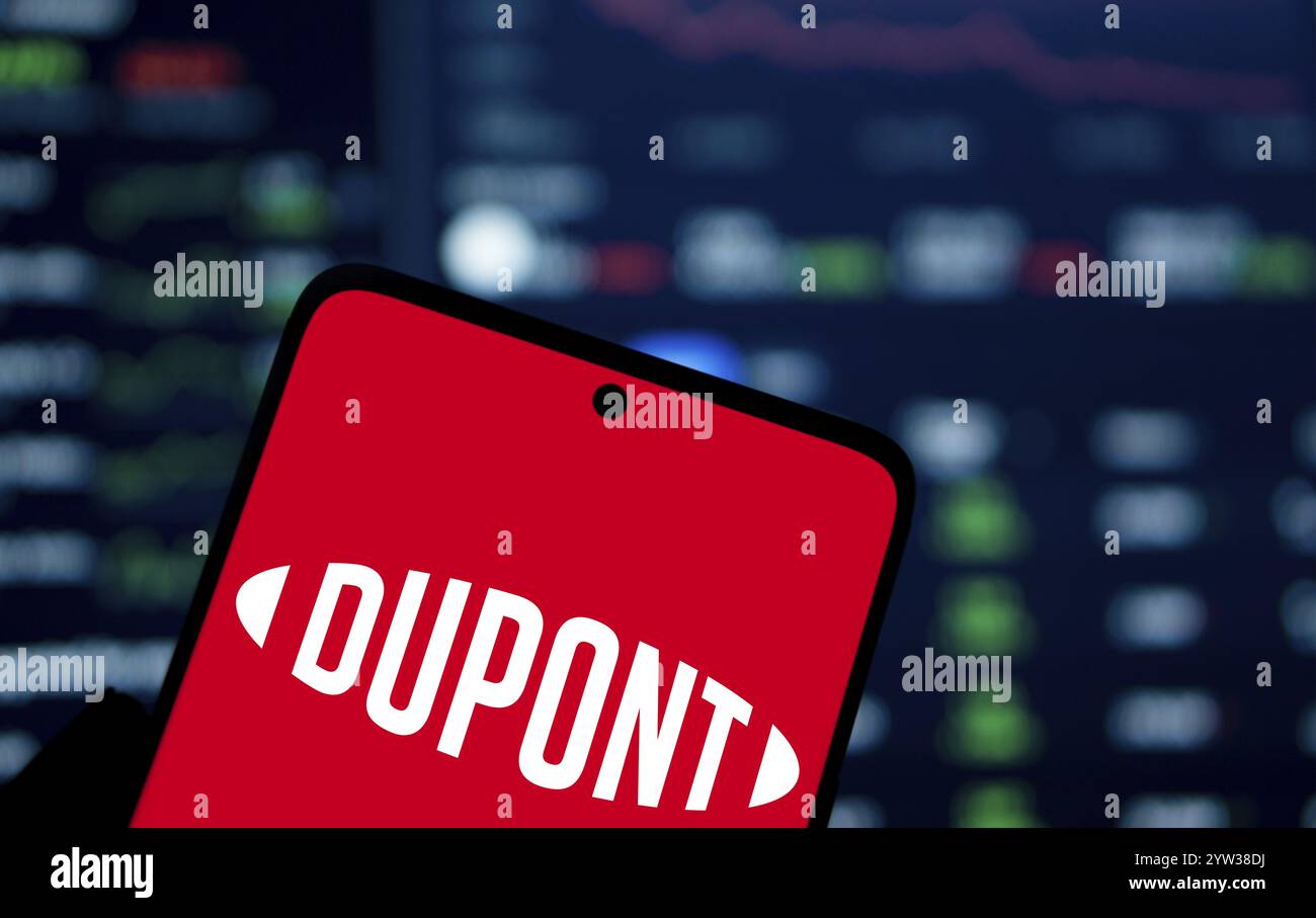 Dupont logo is displayed on smartphone. DuPont is an American ...
