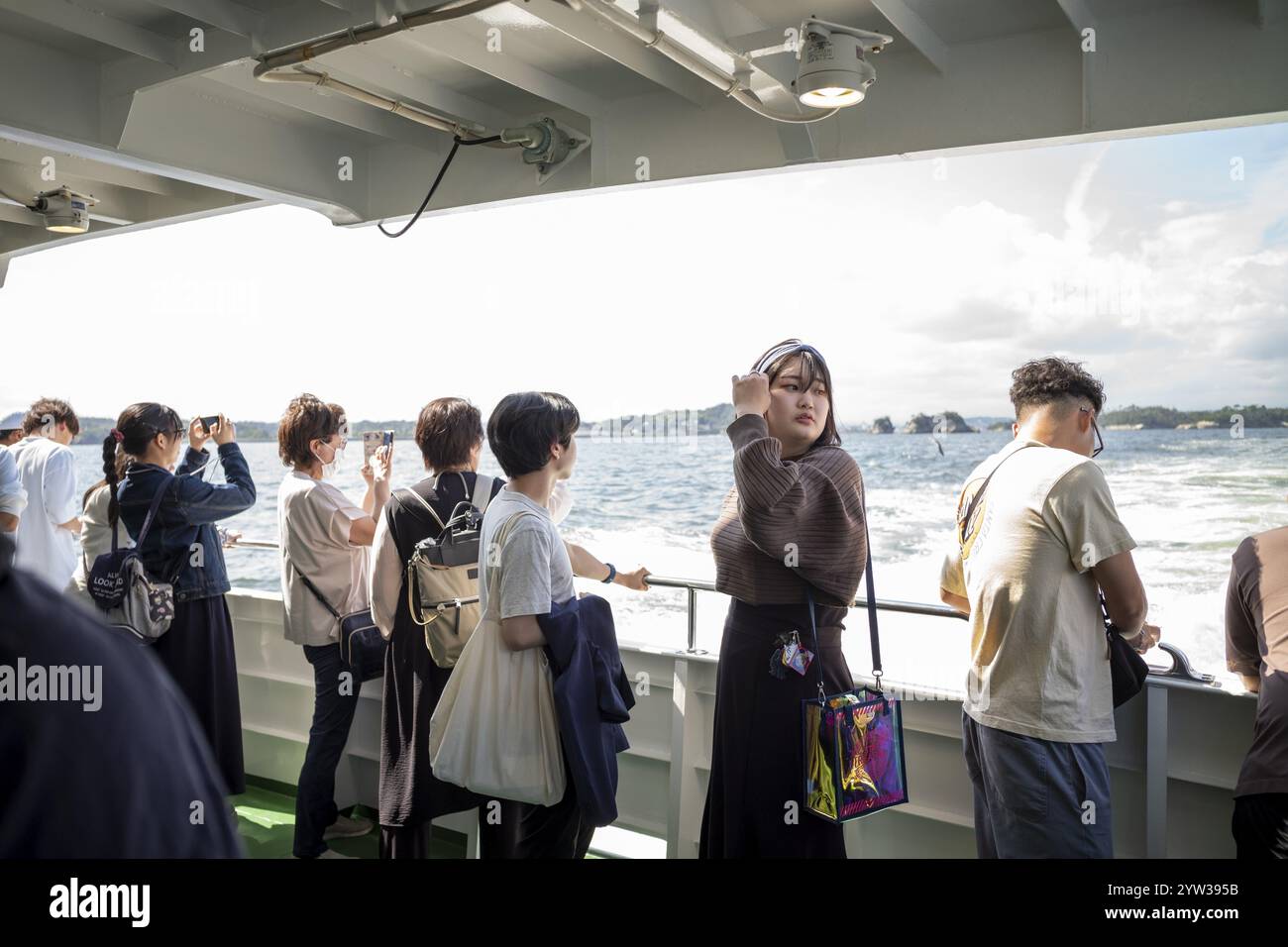 Young woman on tourist ferry, Matsushima, Japan, Asia Stock Photo - Alamy
