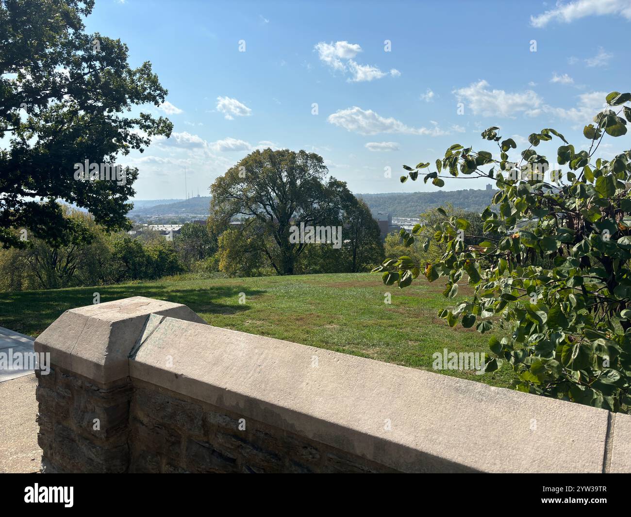 Scenic lawn view of city from Mt. Storm Park in Cincinnati Stock Photo ...