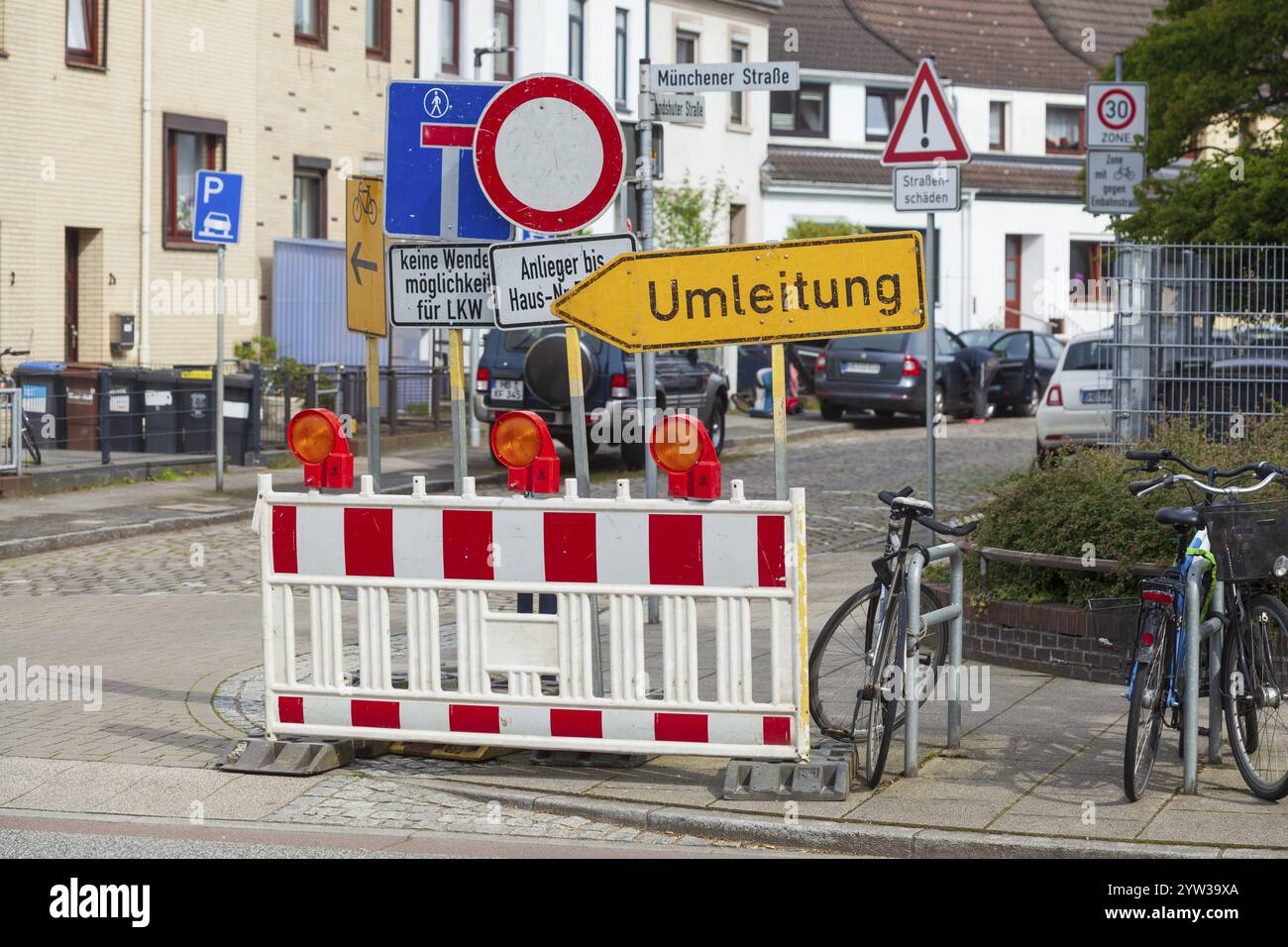Traffic signs Barrier, Road closure, No entry, Residents free, Forest ...