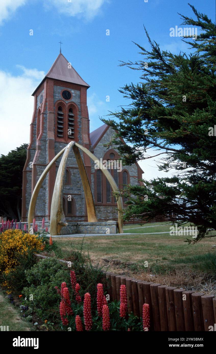 Christ Church Cathedral and Whalebone Arch, Port Stanley, Falkland ...