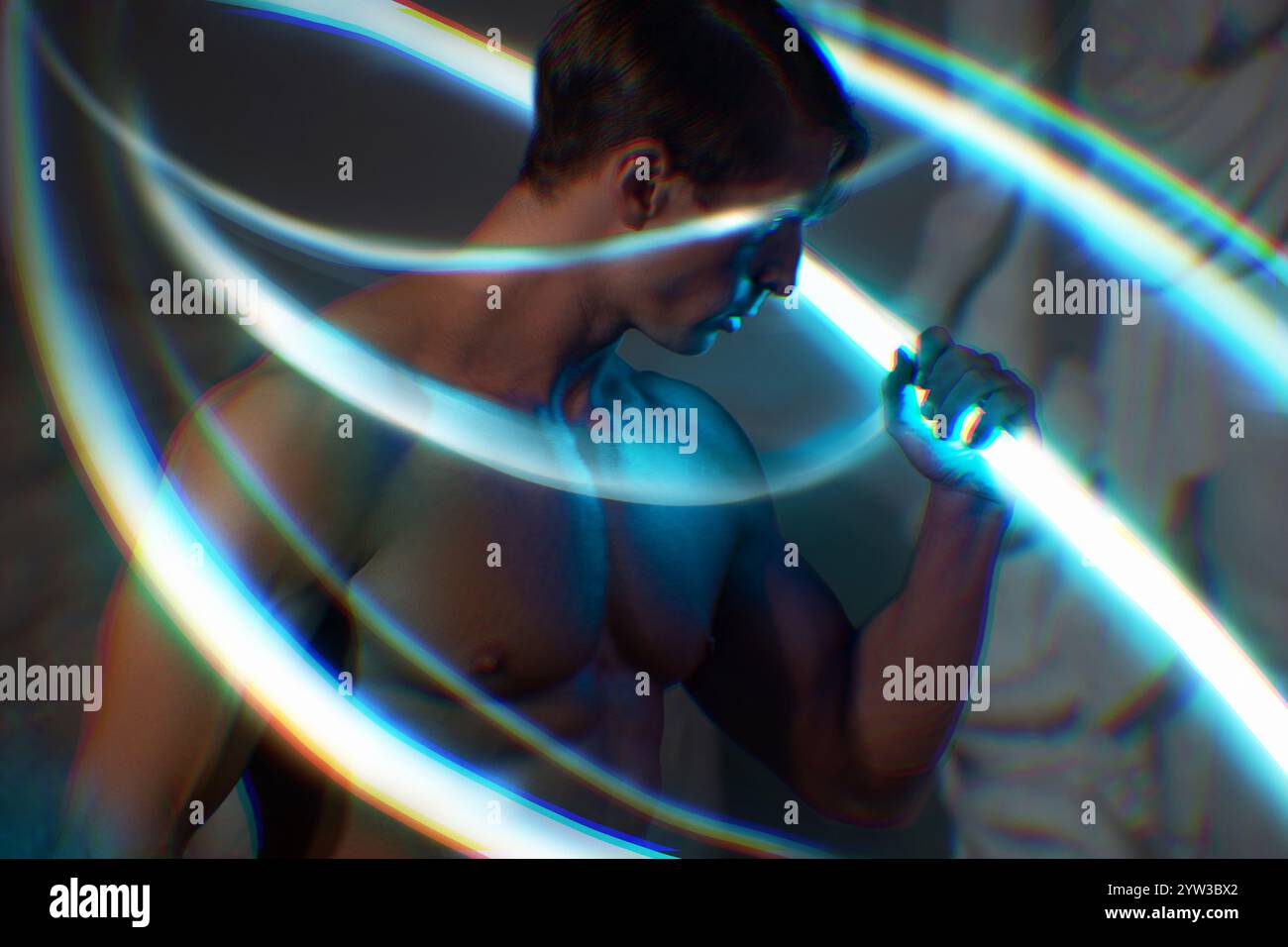 An ancient god with an electric pike in his hand, a concept based on ...