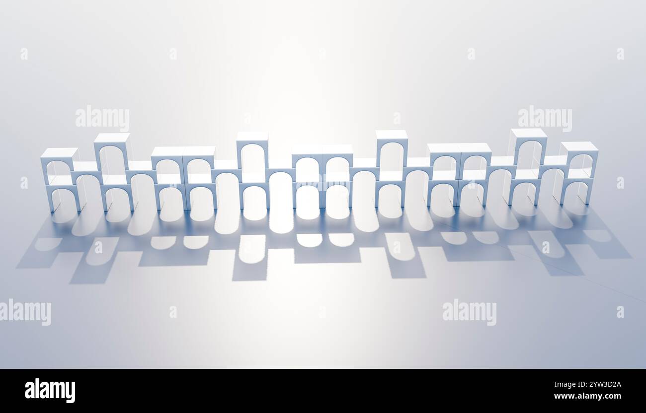 Illustration of a row of white chain links interconnected on a ...